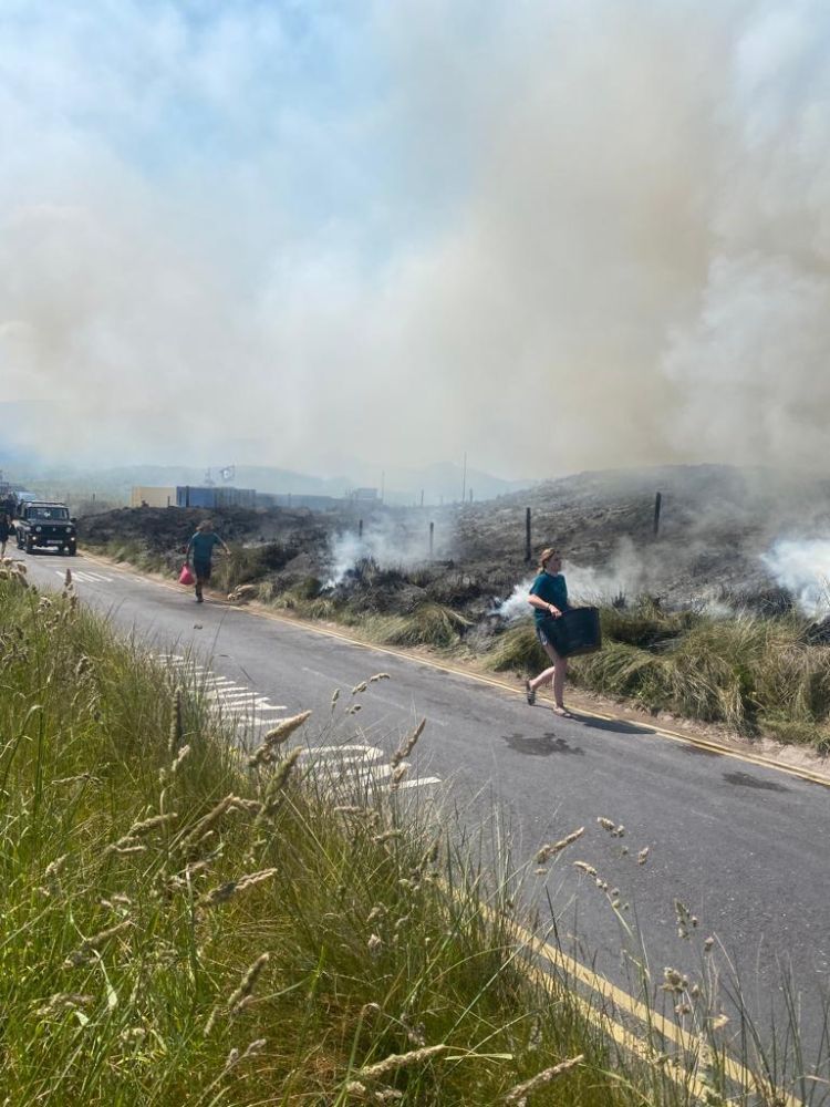Sand dune fire, Marram Grass burns in hot weather June 6th 2023